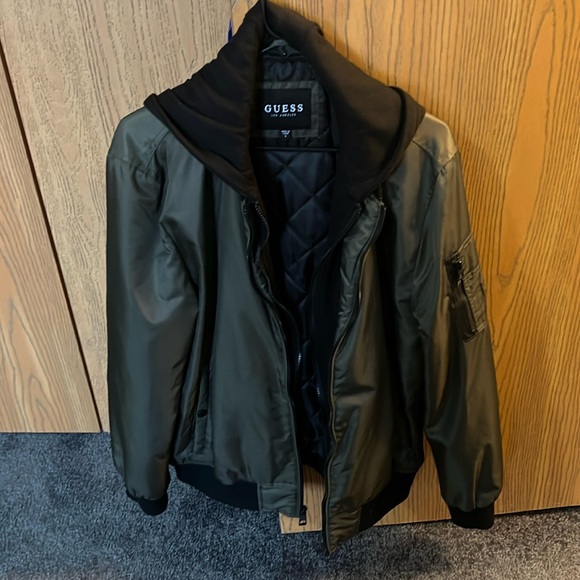 Guess | Jackets & Coats | Guess Bomber Jacket With Removable Hood ...